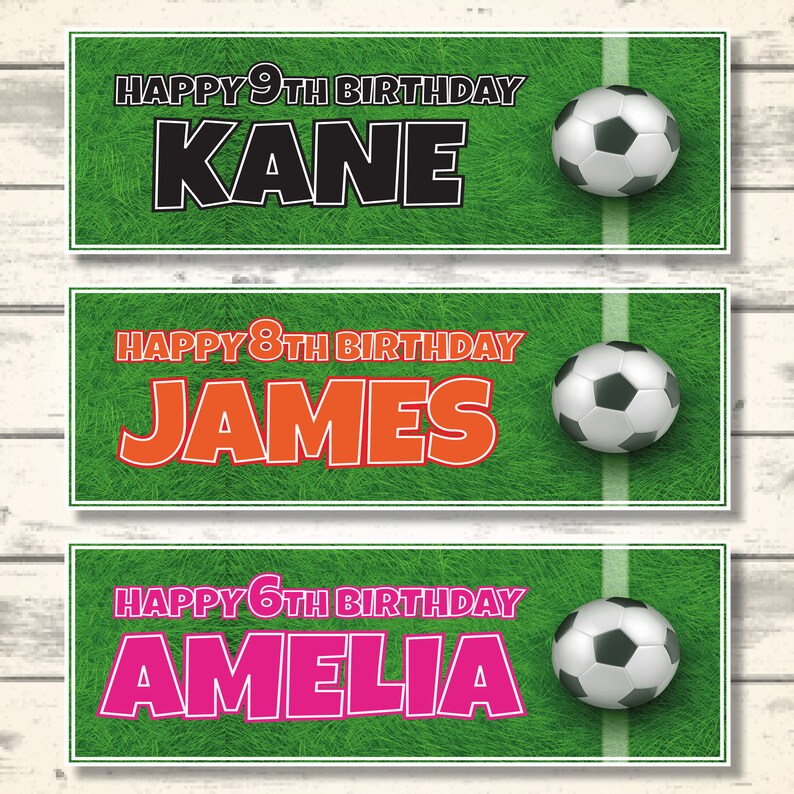 2 Personalised Football Birthday Party Banners - Design 3 - Etsy UK