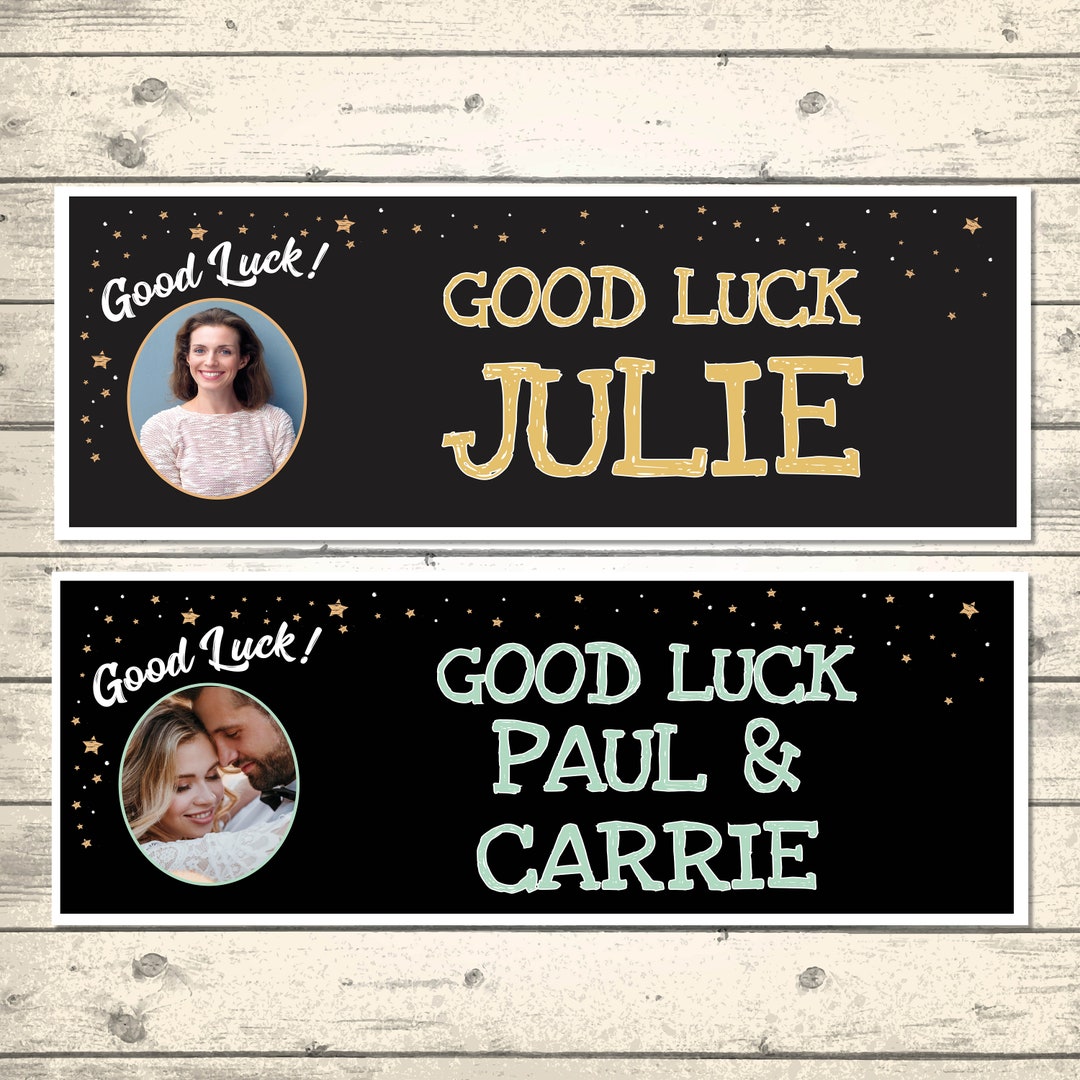 2 Personalised Photo Banners - Good Luck Birthday Banners - Any Name ...