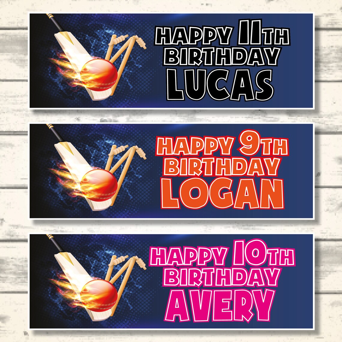 2 Personalised Cricket Birthday Party Banners Design 3 - Etsy UK