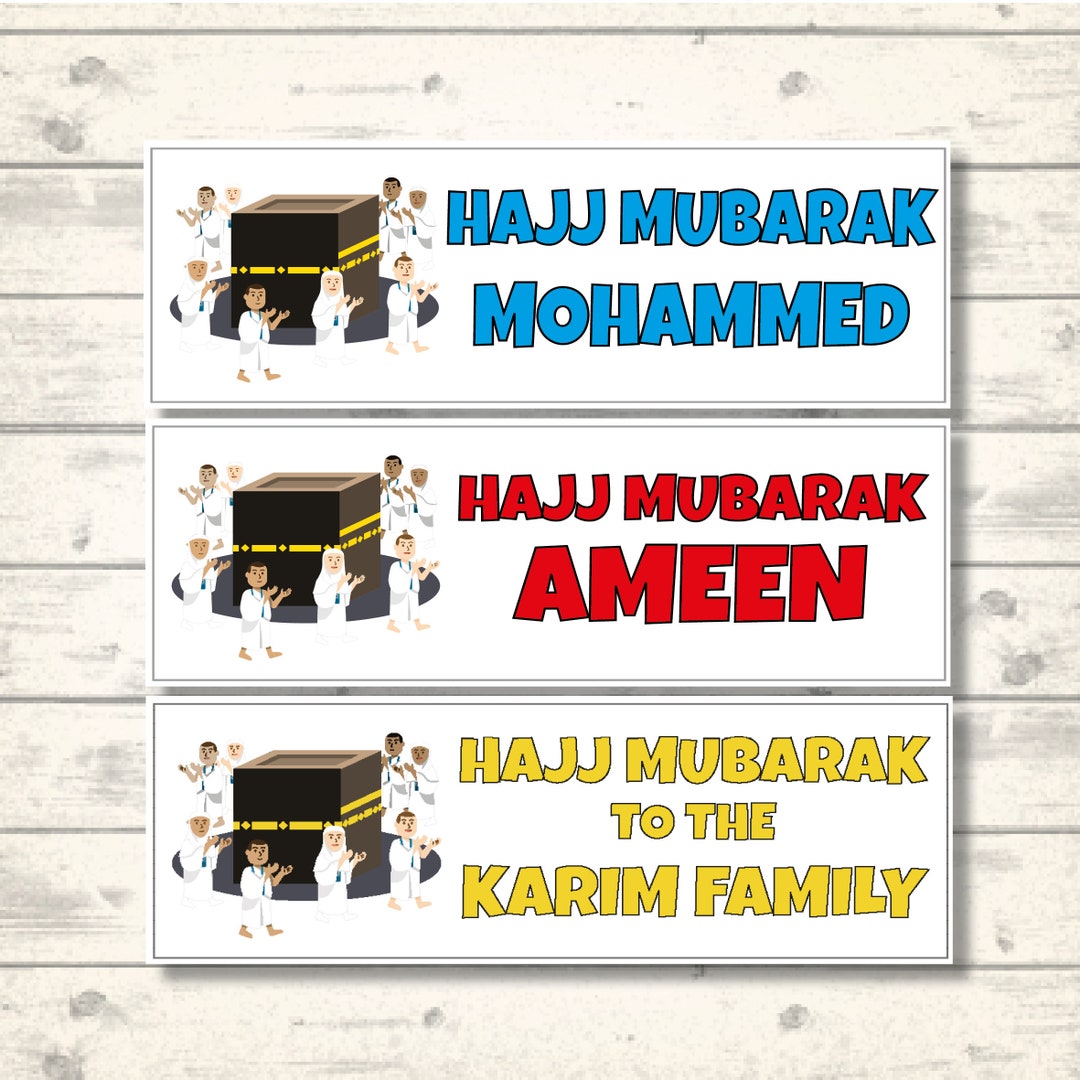 2 Personalised Hajj Mubarak Banners - Any NAME - Any MESSAGE - Etsy