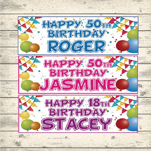 2 Personalised Balloon & Bunting Birthday Banners Available - Etsy