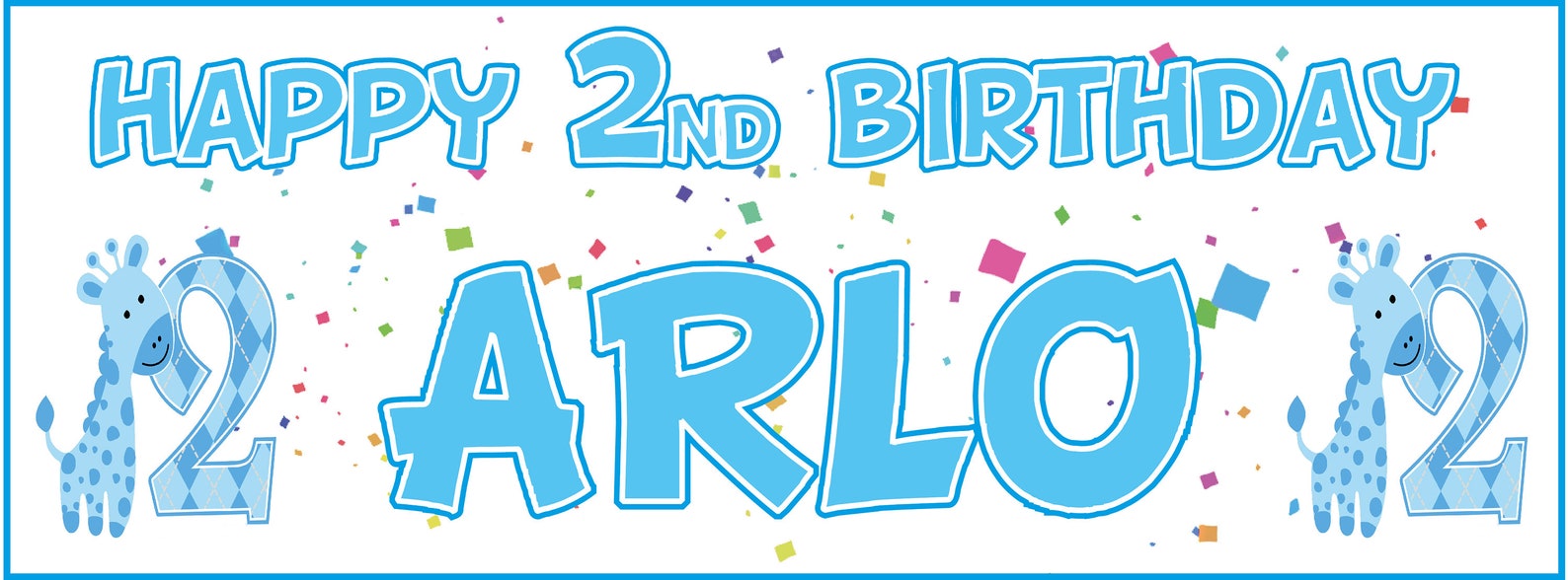 2 Personalised 2nd Birthday Banners Available in PINK or - Etsy