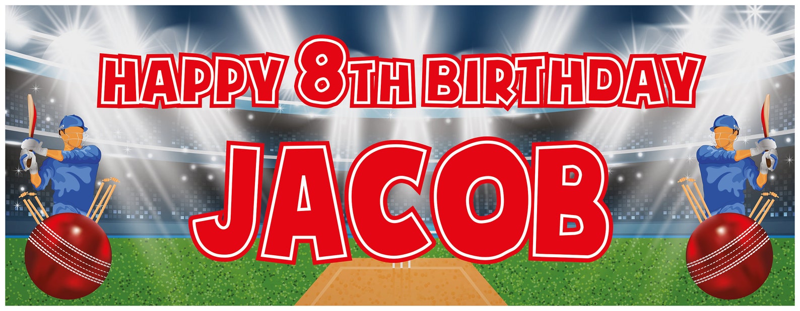 2 Personalised Cricket Birthday Party Banners - Design 5 - Etsy