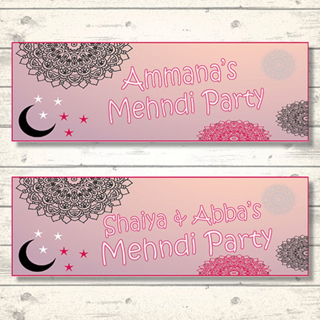 2 Personalised Mehndi Banners - Any Name - Any Message - Etsy