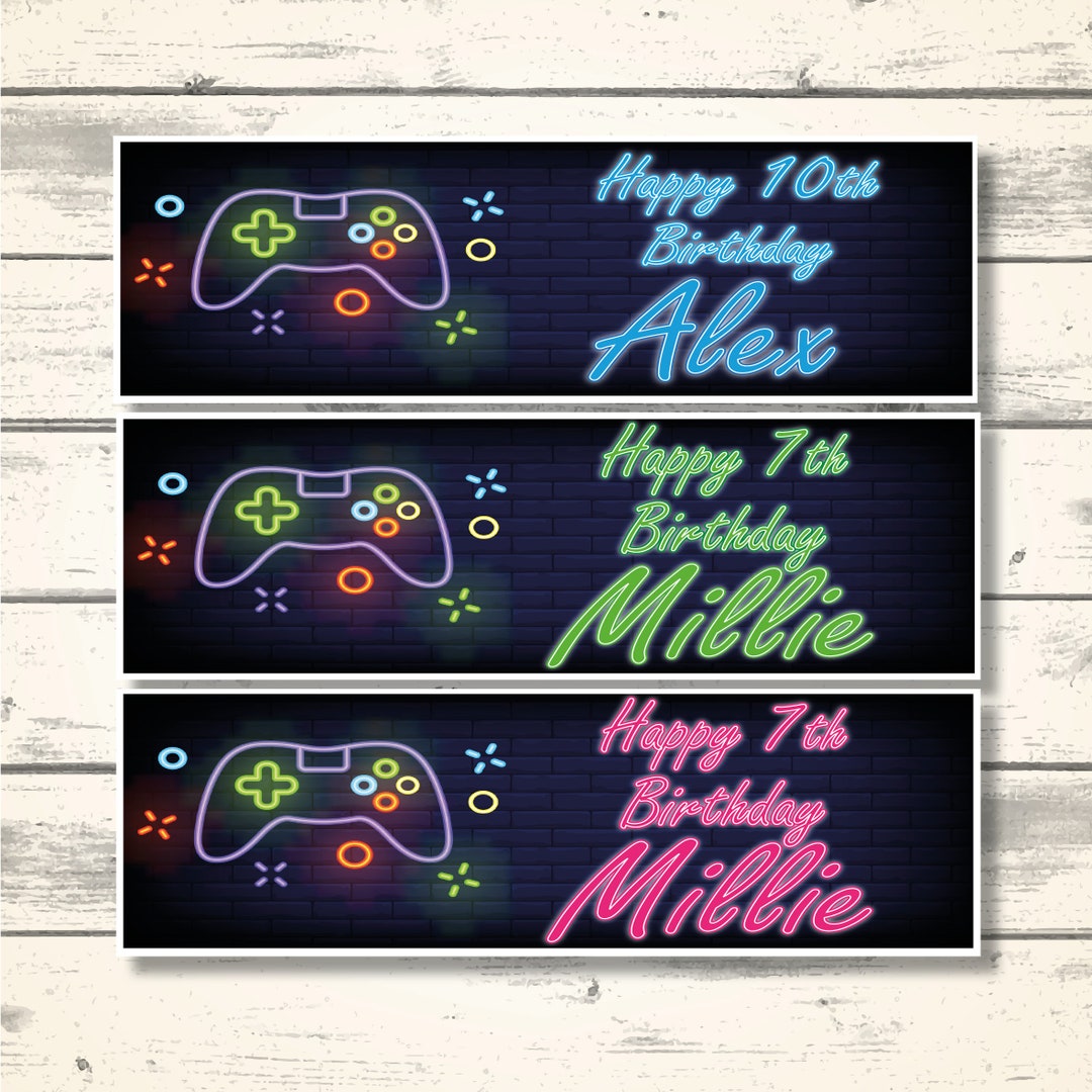 2 Personalised Gaming Console Birthday Banners Any NAME and Any AGE ...