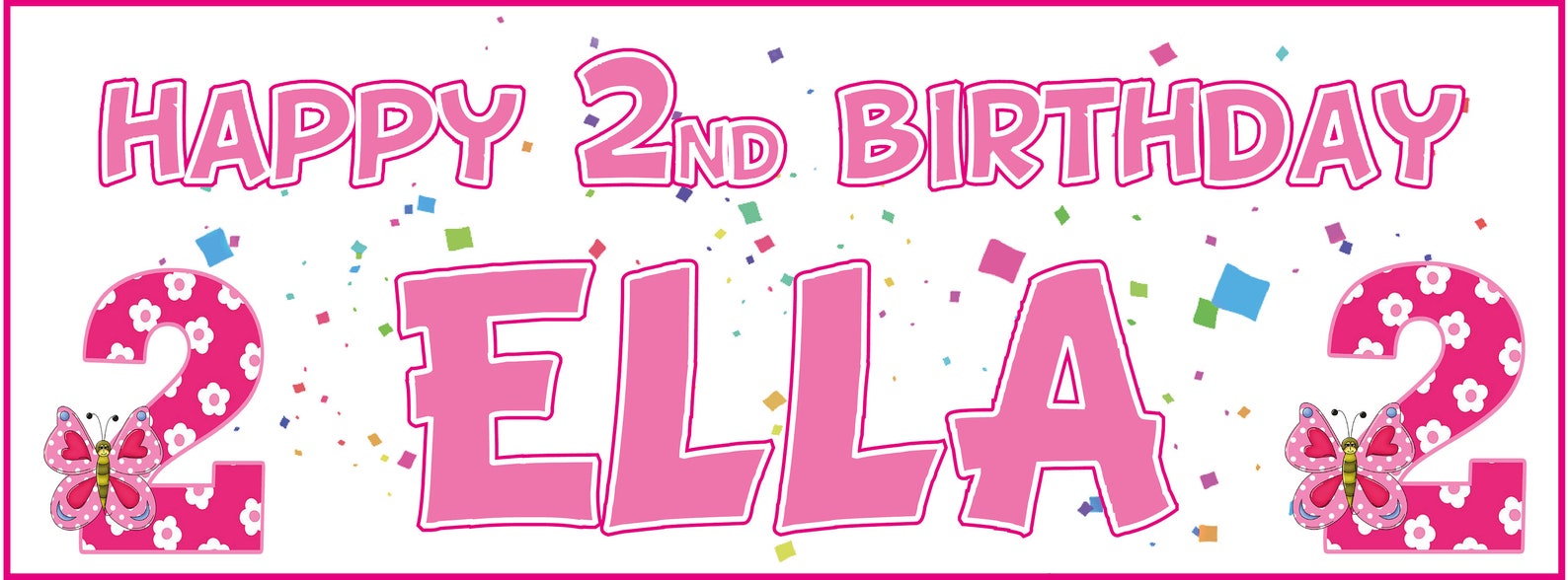 2 Personalised 2nd Birthday Banners Available in PINK or - Etsy