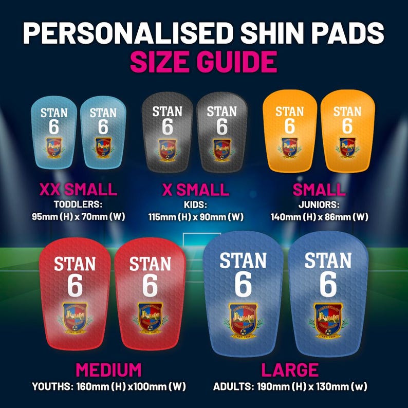 Personalised Shin Pads - Any Name, Number, Logo & Colour - Various ...