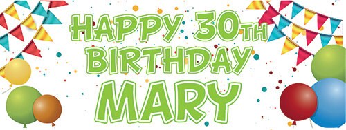 2 Personalised Balloon & Bunting Birthday Banners Available - Etsy