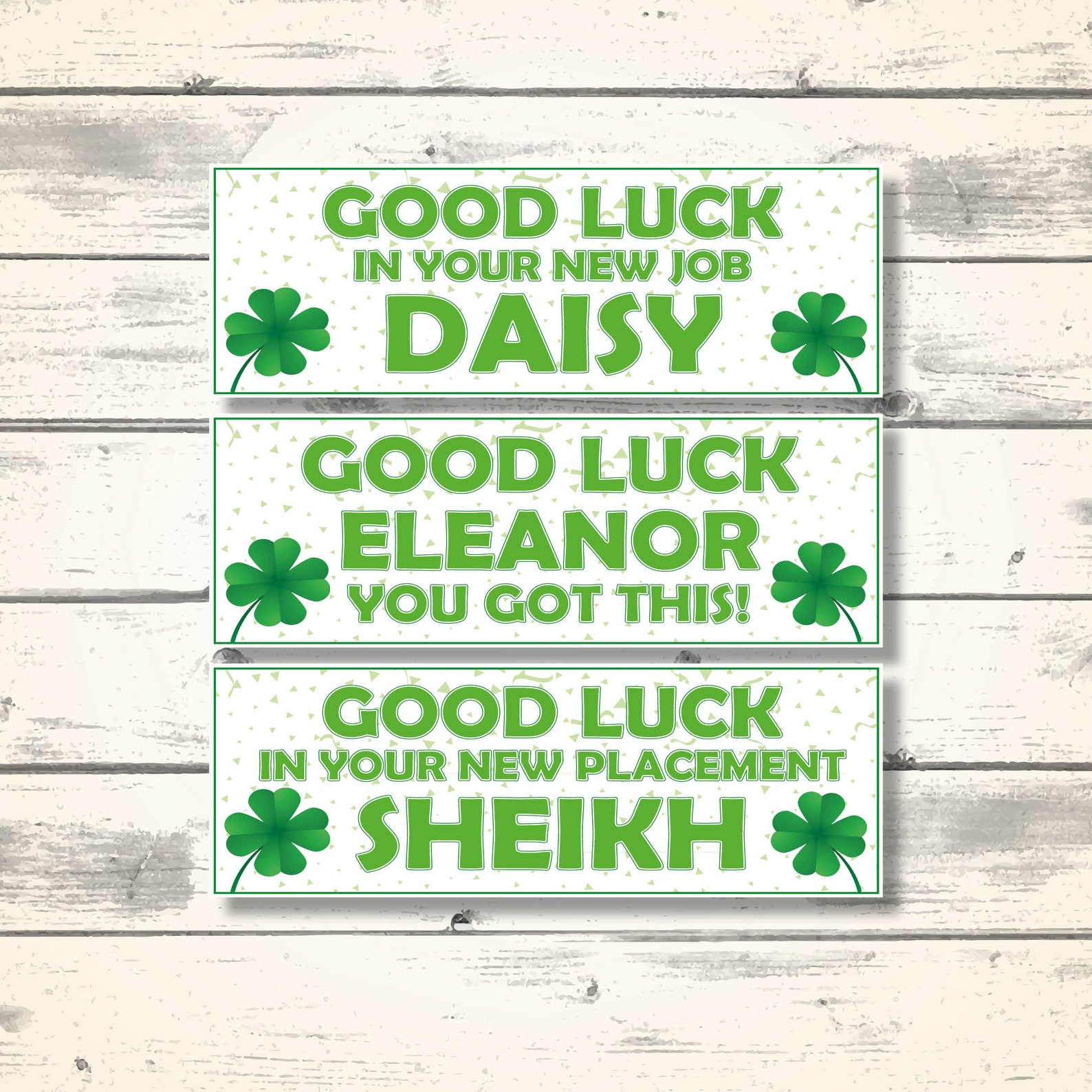 2 Personalised Good Luck Banners Any NAME Any MESSAGE - Etsy