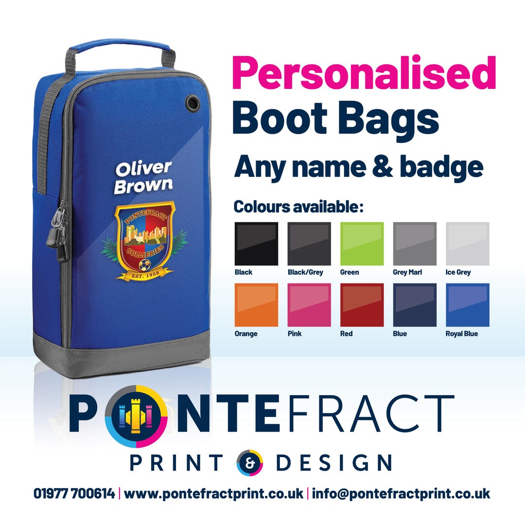 Personalised Boot Bag - Any Name & Team Badge - Various Colours ...