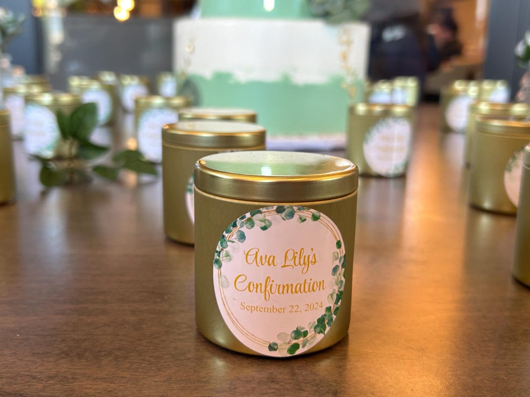 Gold and Green Confirmation 4 Oz Soy Favors.gold Favors.gold Candle ...