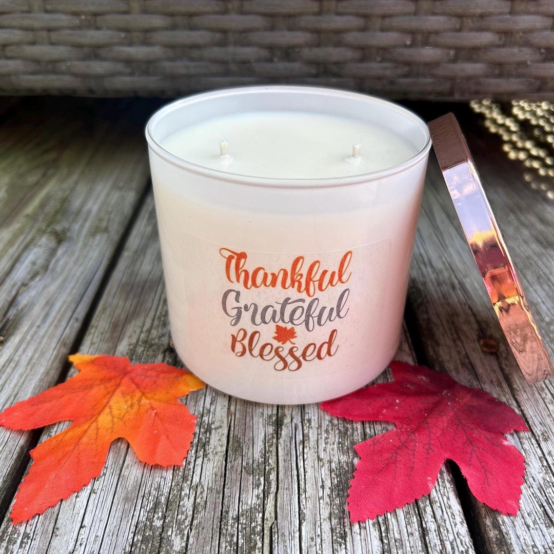 Thankful, Grateful, Blessed 16 Oz Soy Candle.thanksgiving Candle.fall ...