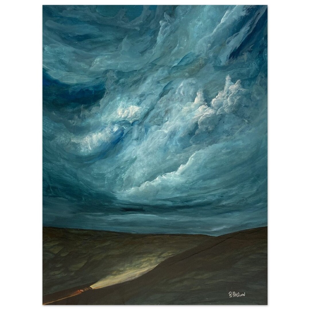 Intense Moody Landscape Painting, Storm Clouds Above, Lost Highway Art ...