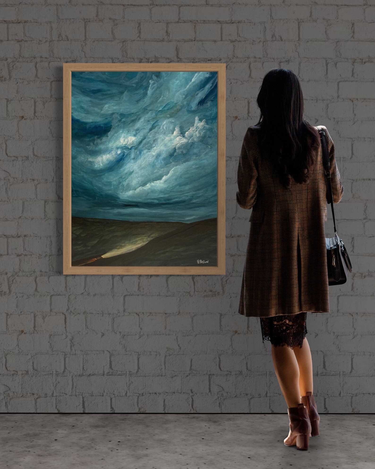 Intense Moody Landscape Painting, Storm Clouds Above, Lost Highway Art ...