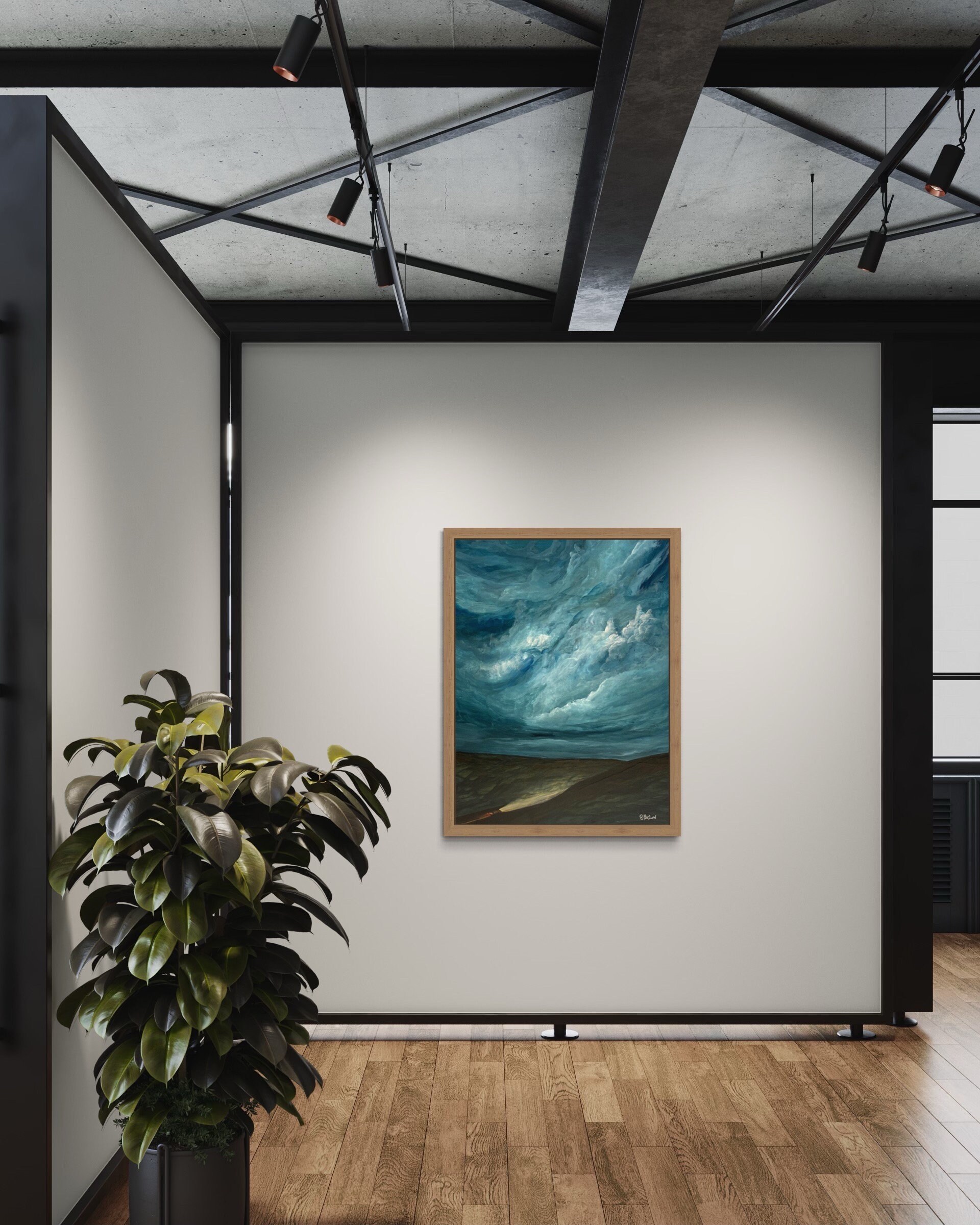 Intense Moody Landscape Painting, Storm Clouds Above, Lost Highway Art ...