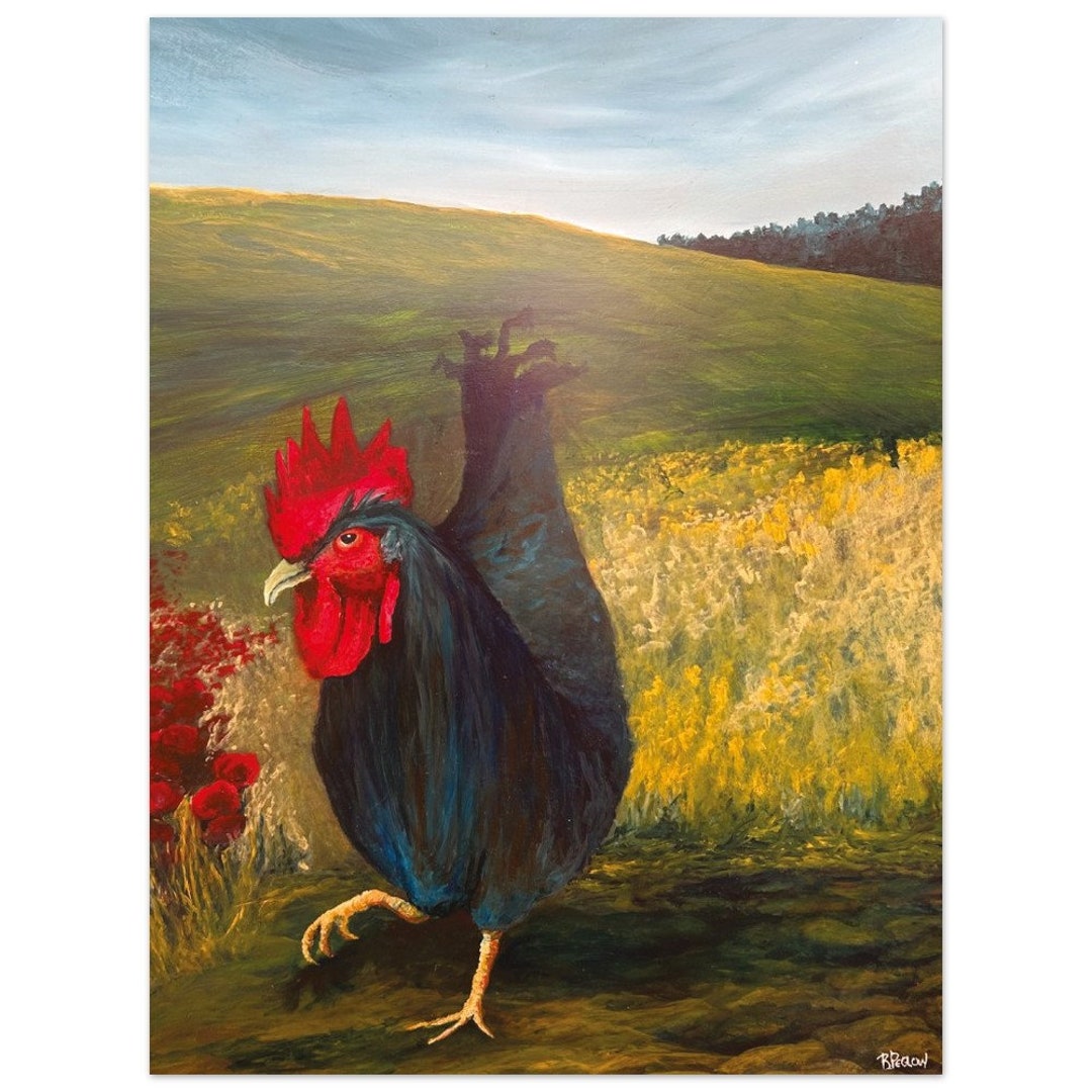 ROOSTER, Chicken on the Farm, Free Range Farm Animals, Barnyard Rooster ...