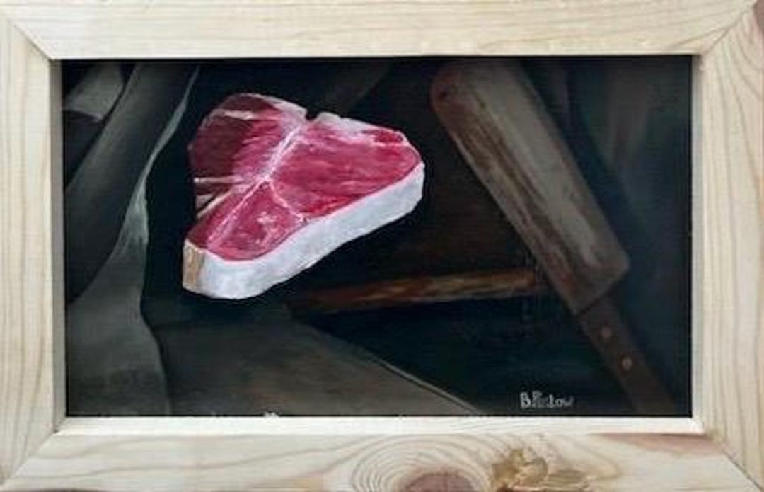 Original Oil Painting With Artist Signature, Steak Painting, Meat Lover ...