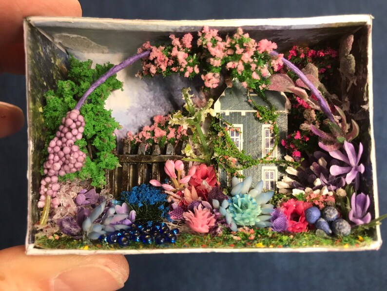 Miniature Garden Pastel-garden Diorama-pink Flower Garden-dutch Cottage ...
