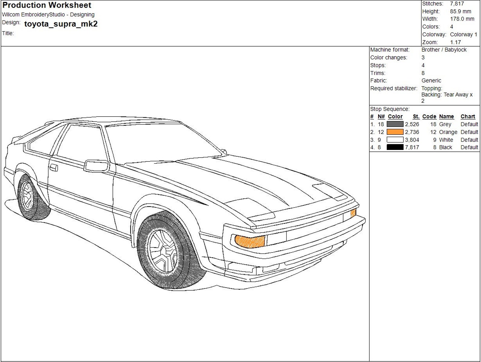 Toyota Supra MK2 Embroidery Design - Etsy Hong Kong