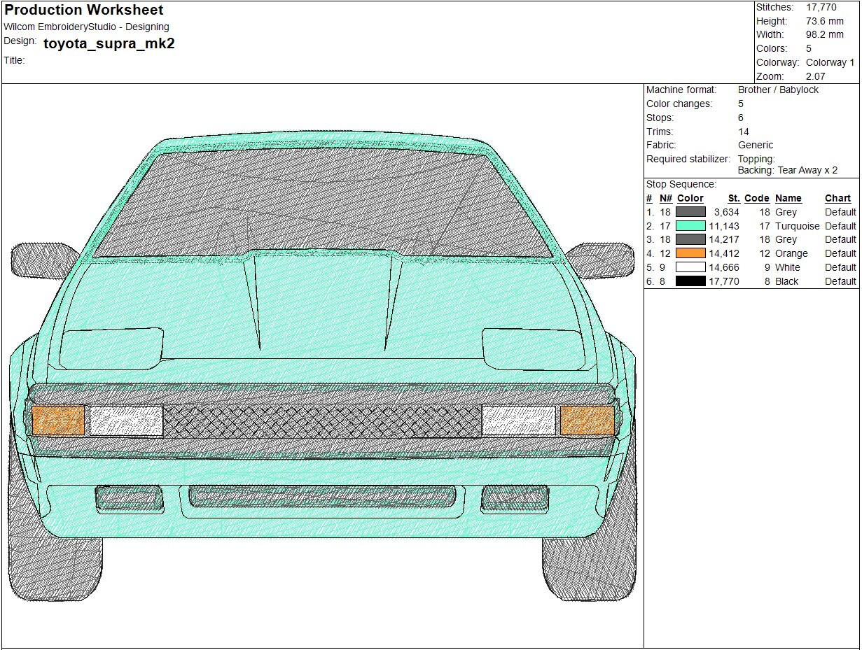 Toyota Supra MK2 Embroidery Design - Etsy Finland