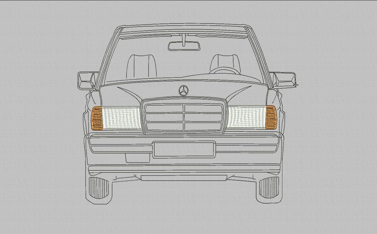 Mercedes 190E Machine Embroidery Design - Etsy