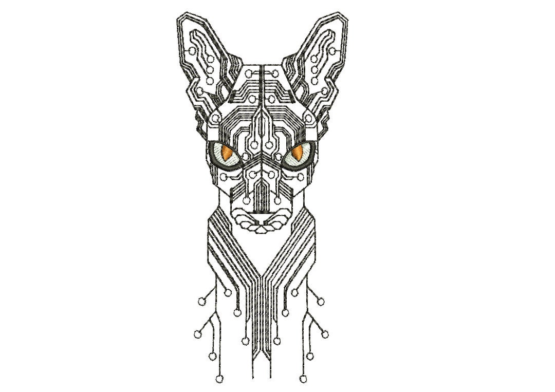 Cyborg Cat Machine Embroidery Design - Etsy