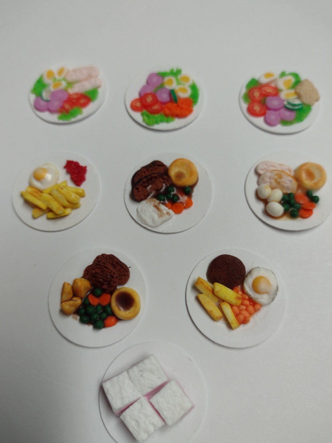 Miniature Food Made From Polymere Clay on 1 Inch Card Plates - Etsy