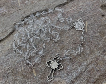 Clear Quartz Rosary Lamb of God Bronze - Etsy