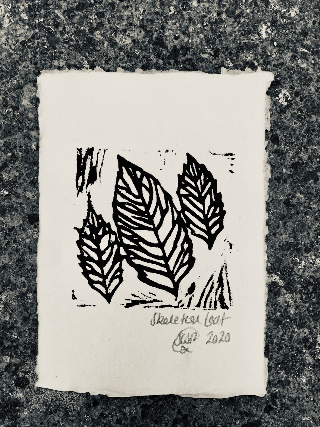 Skeleton Leaf Original Linocut Print - Etsy