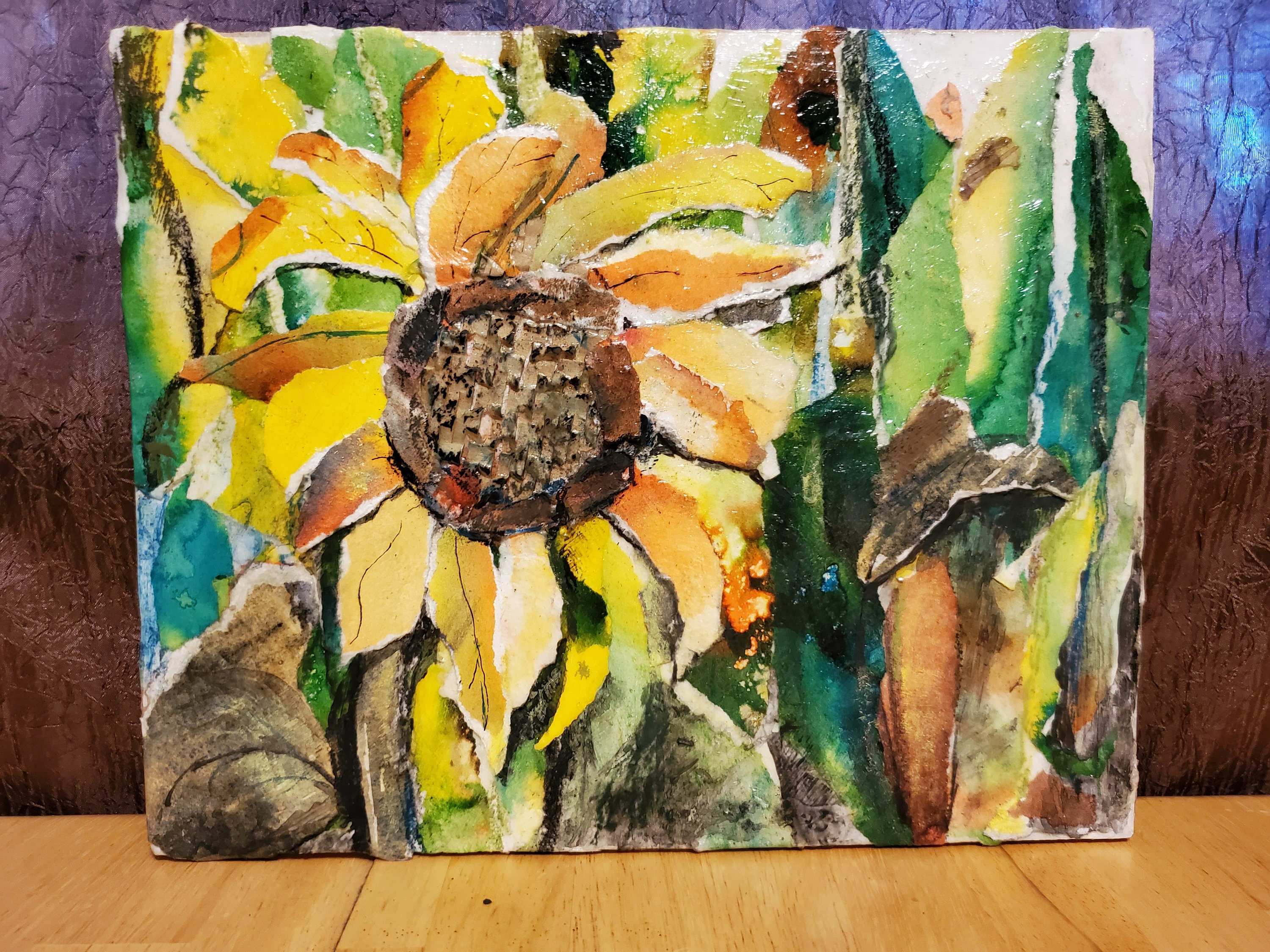 Sunflower Mixed Media Collage/ Sunflower Painting/ Original | Etsy
