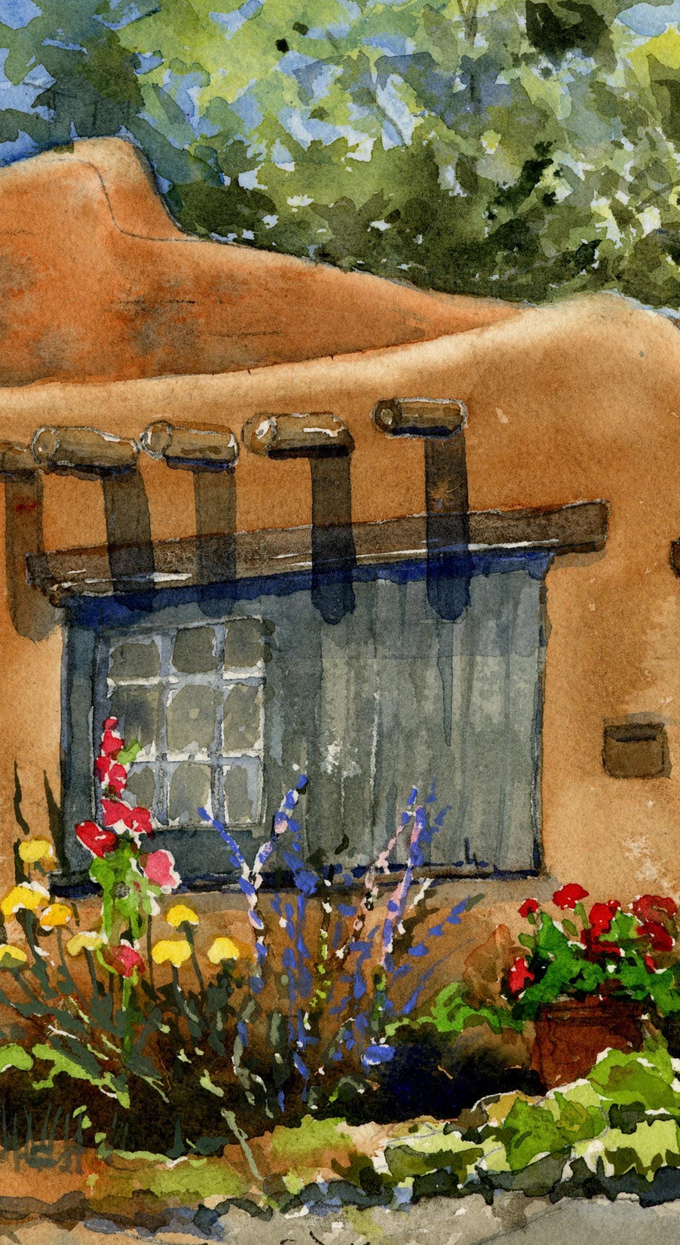 Santa Fe Adobe Watercolor/ Santa Fe Art/ New Mexico Art/ Painting ...