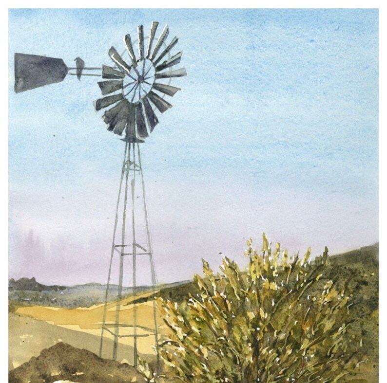 Windmill in Meadow/ Original Watercolor/ Temecula Art/ - Etsy UK