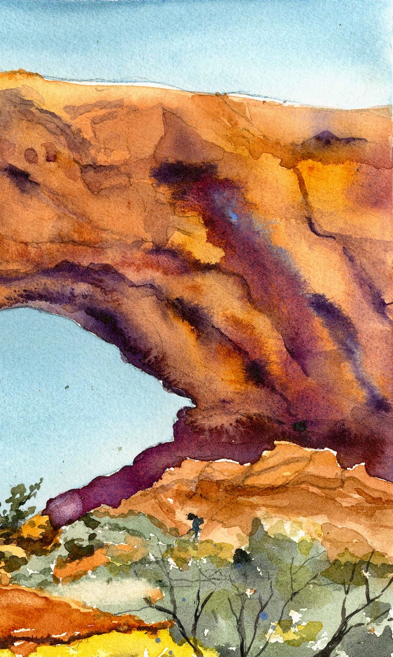 Arches National Park Watercolor Southwest Landscape Red Rock - Etsy
