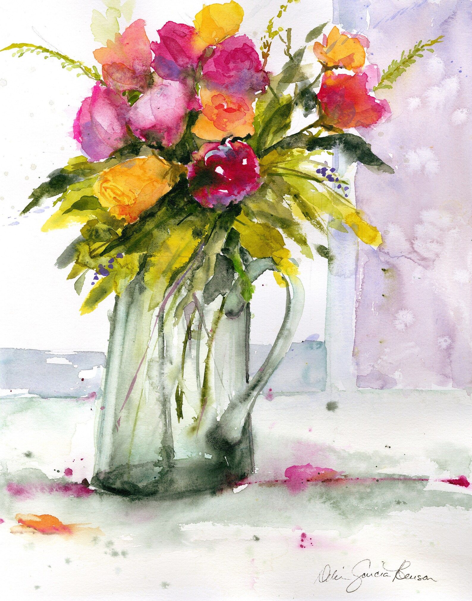 Rose Watercolor/ Rose Bouquet/ Spring Flower/ Multi Color/ - Etsy