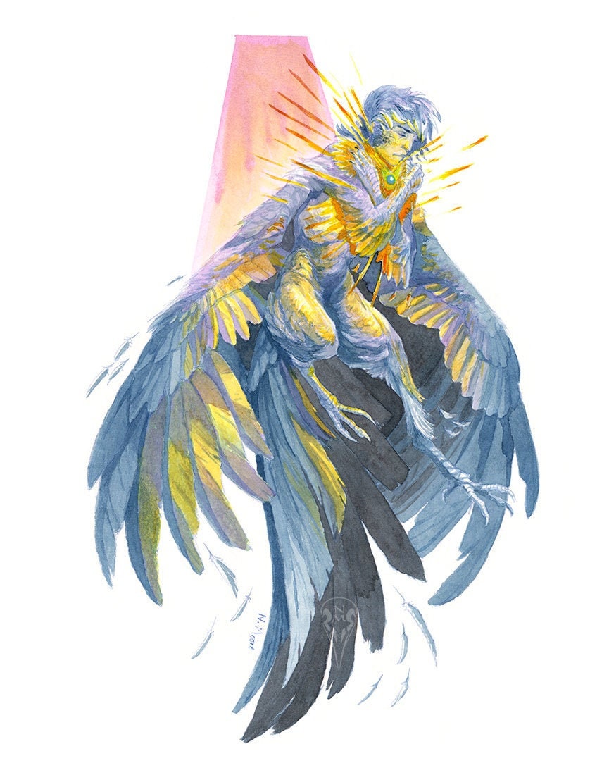 Human Bird Hybrid Drawing