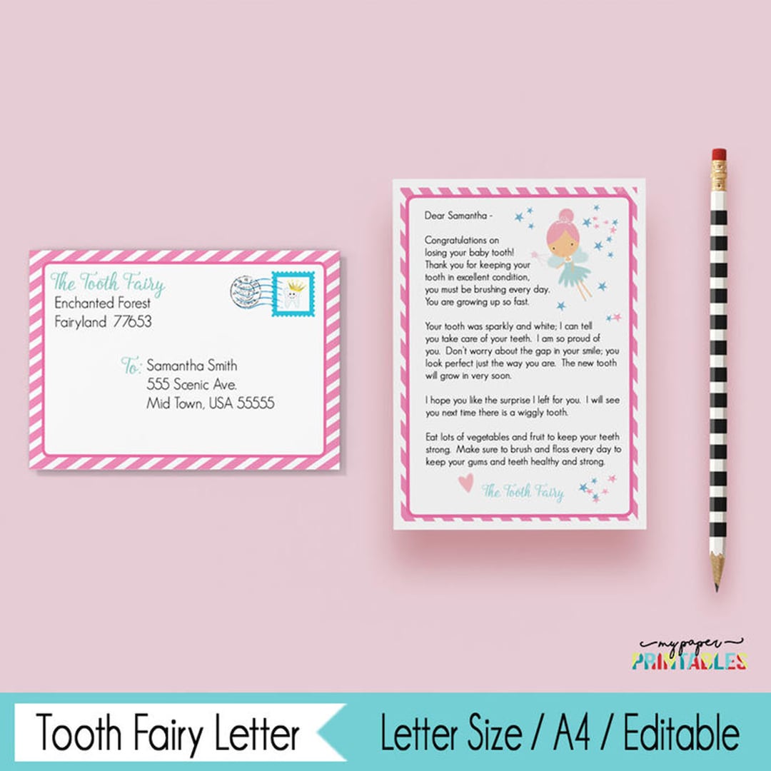 Tooth Fairy Letter - INSTANT DOWNLOAD - Editable - Printable - Tooth ...