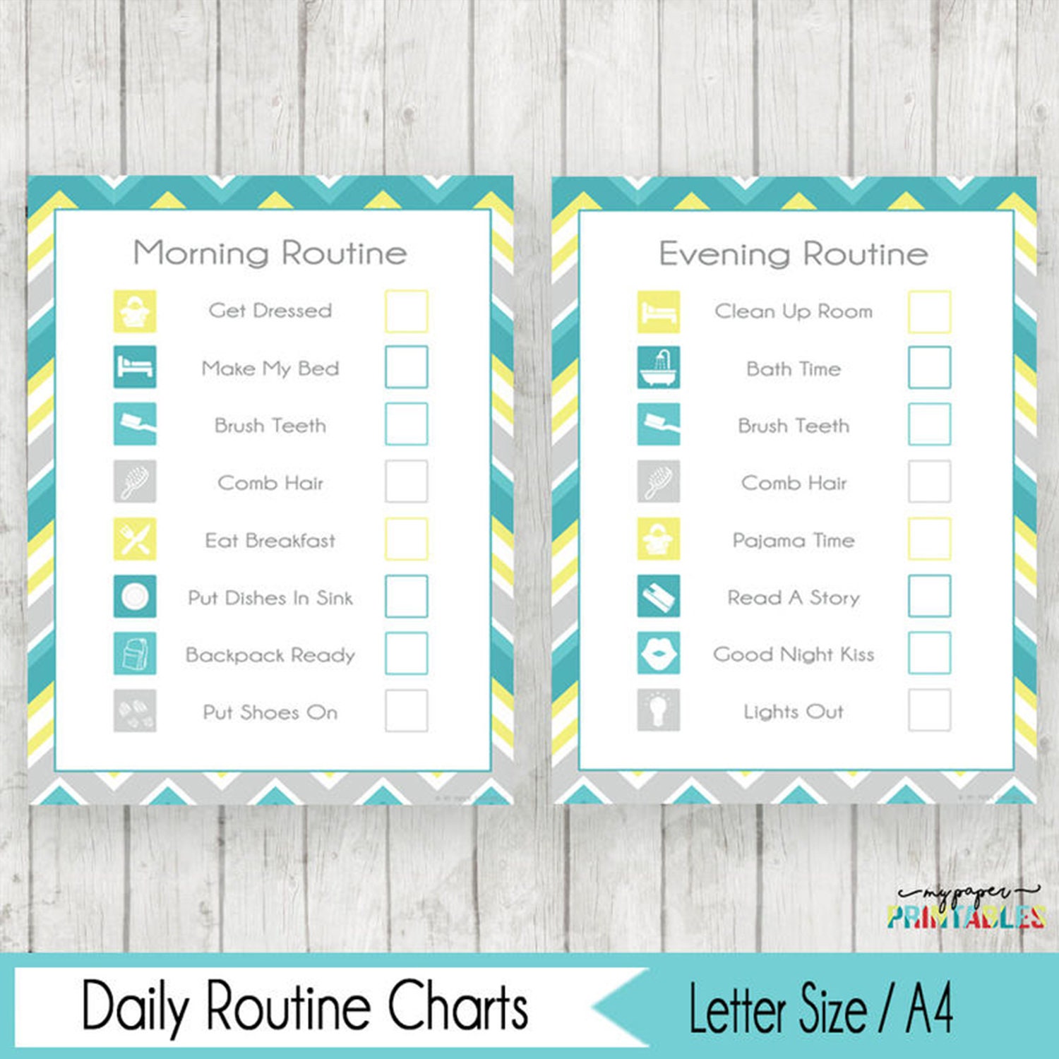 MORNING & EVENING Routine Chart | Checklist Printable | Morning Routine ...