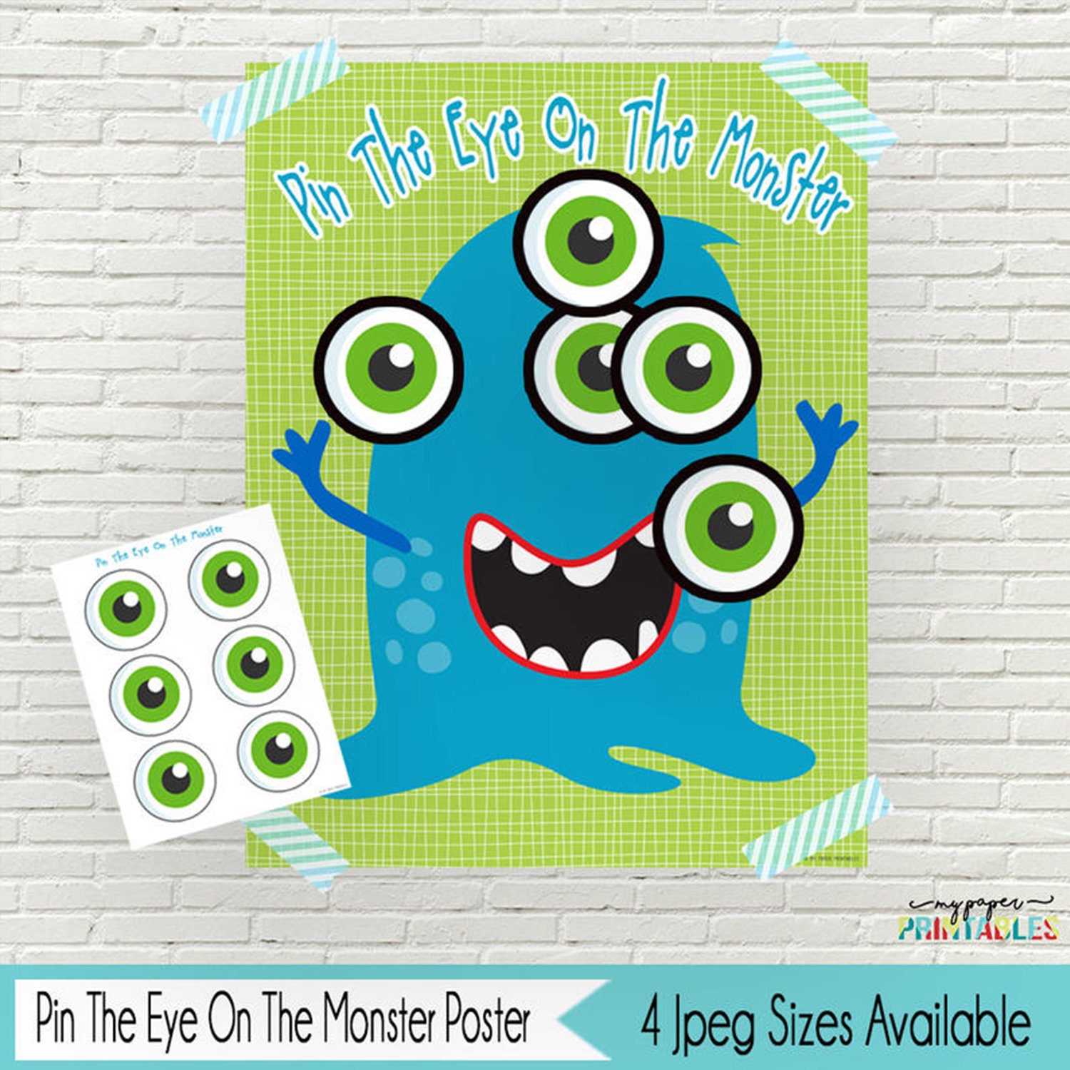 Pin the Eye on the Monster Game | Monster Birthday Party Decorations ...