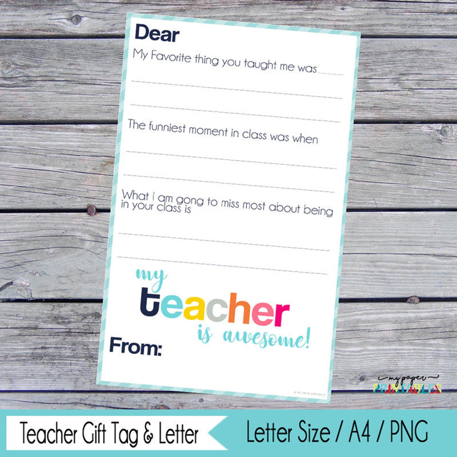 Teacher Thank You Letter Teacher Appreciation, Printable Ed of School ...