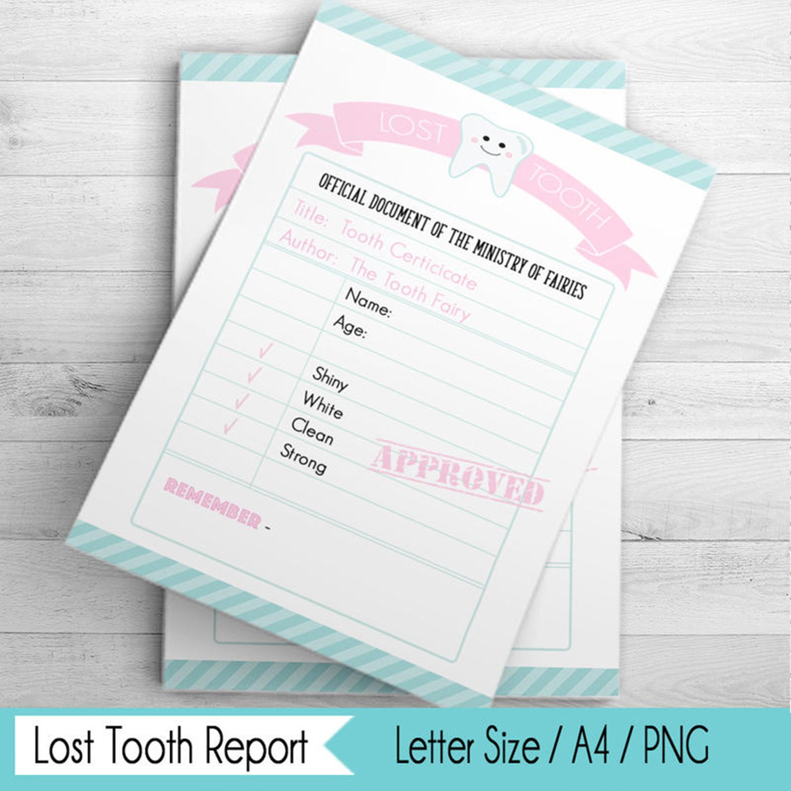 Tooth Fairy Report - INSTANT DOWNLOAD - Printable - Tooth Fairy ...