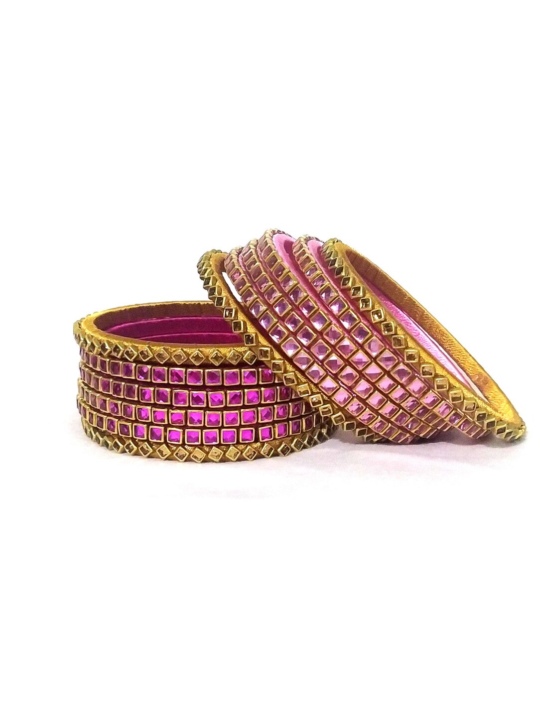 Pastel Pink Silk Thread Bangles: Indian Jewelry Set of 12 - Etsy
