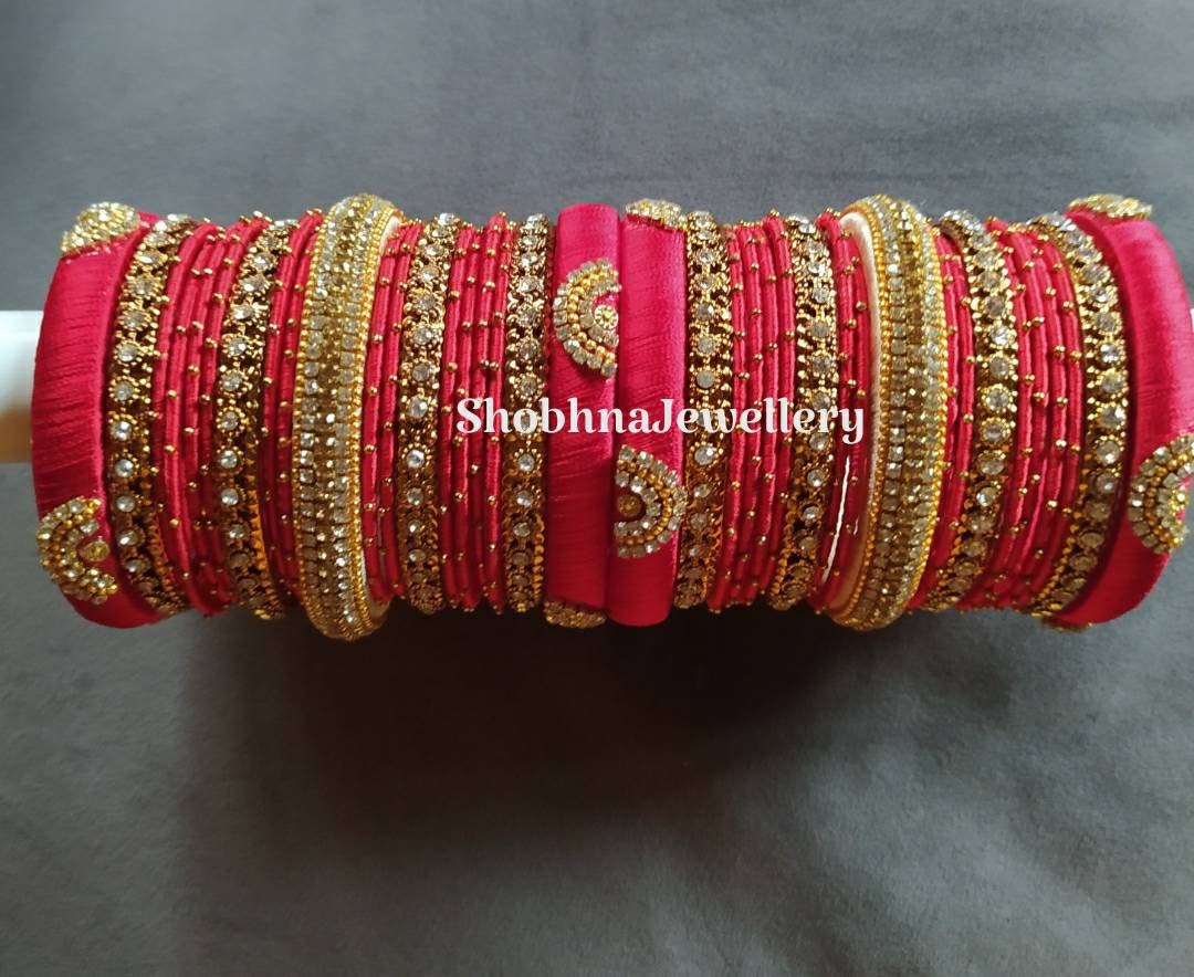 Red Bangle, Silk Thread Bangles, Indian Bangles, Bracelets, Bridal ...