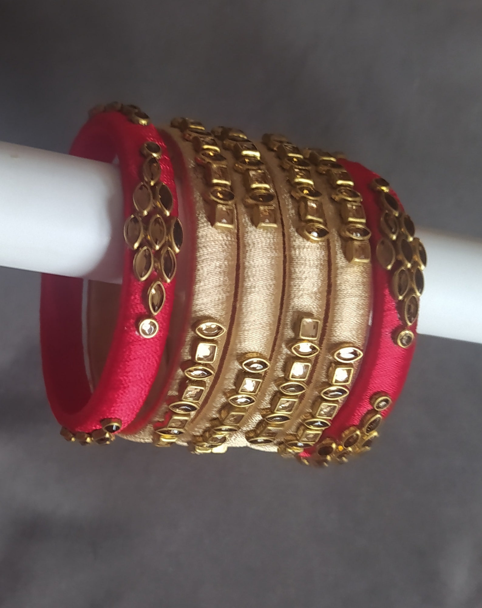 Set of 6 Bangles in Red and Cappuccino Colours, Gifts for Her, Party ...