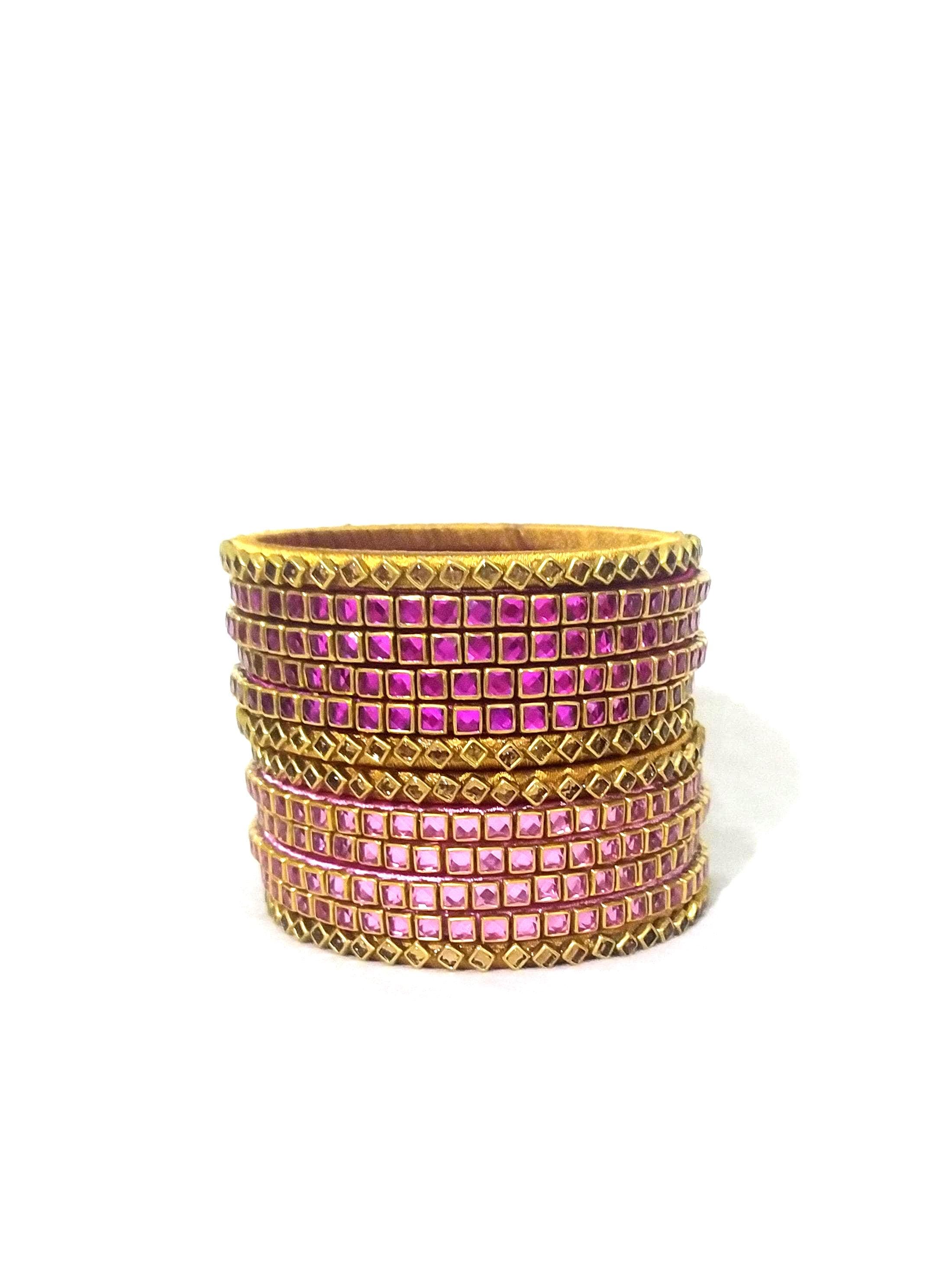 Pastel Pink Silk Thread Bangles: Indian Jewelry Set of 12 - Etsy