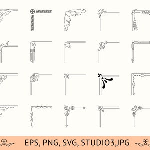 Text corners svg png dxf studio3 eps. Hand drawn page | Etsy