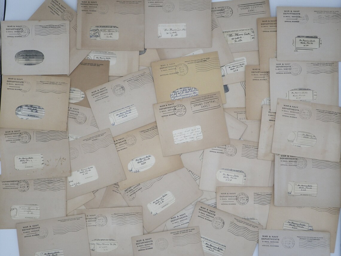 WWII V-mail Letters Lot Bundle Military Army Soldier APO Covers Vmail ...
