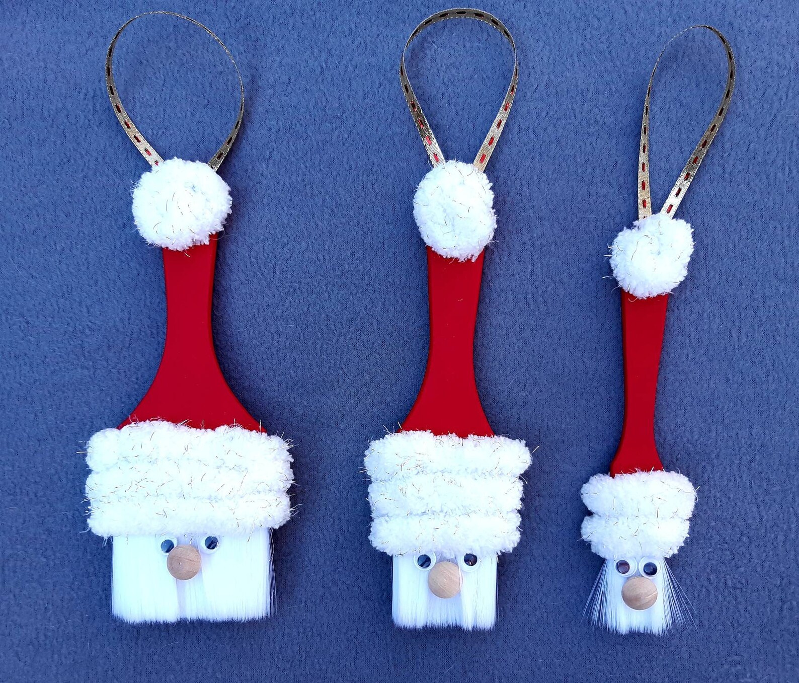 One 1 Hand Painted Paintbrush Santa Christmas Tree Ornament, Paint ...