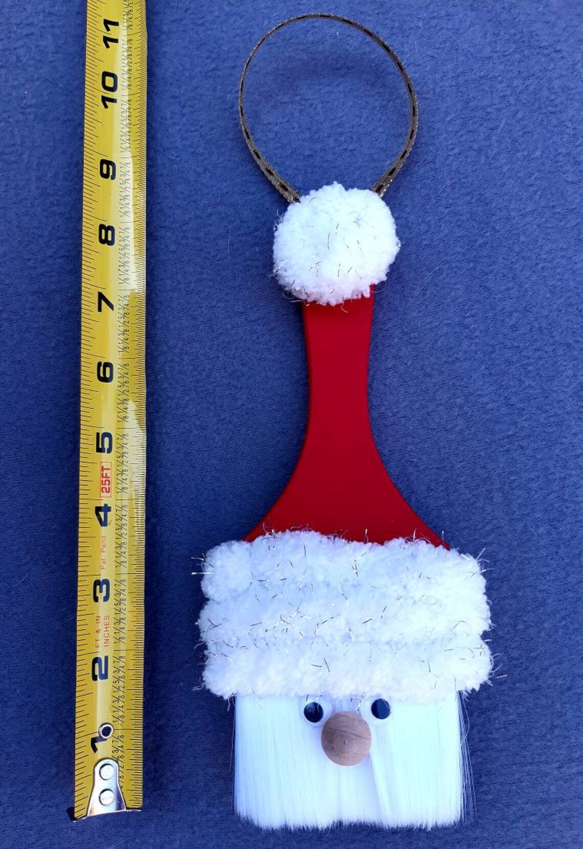 One 1 Hand Painted Paintbrush Santa Christmas Tree Ornament, Paint ...