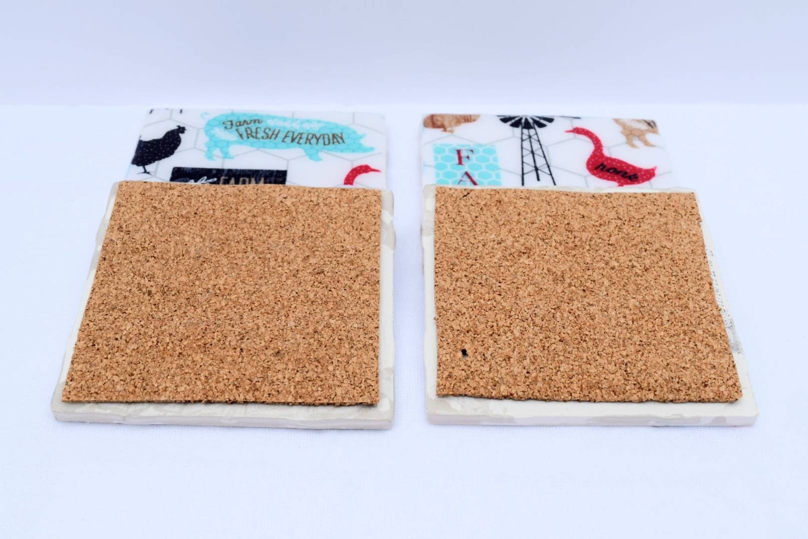 Handmade Tile Coasters Farmhouse Design Set of 4 Decoupage - Etsy