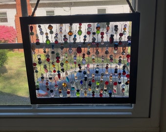 Chicken Wire Beaded Suncatcher Handmade Suncatcher Embroidery Hoop Sun ...